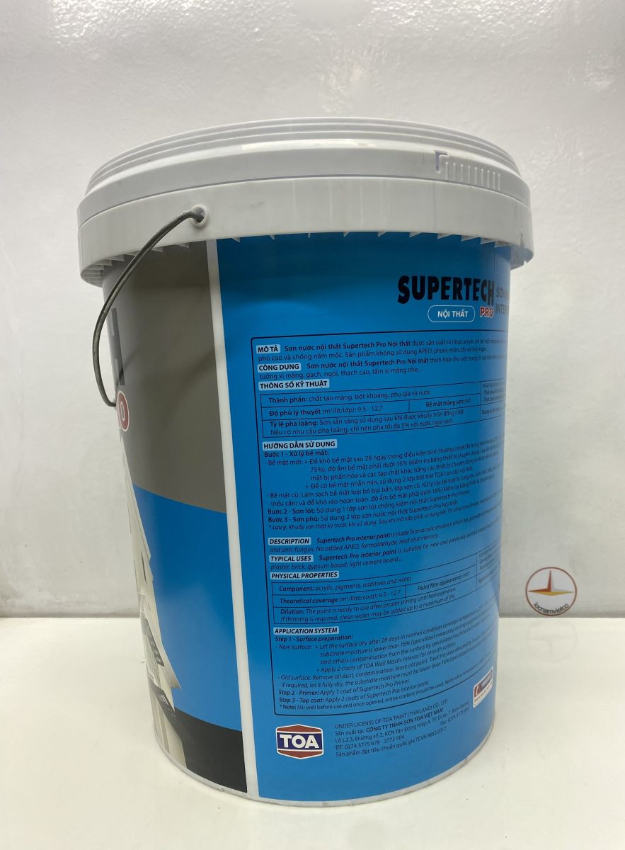 Sơn nước nội thất Toa Supertech Pro màu vàng 8792 18L